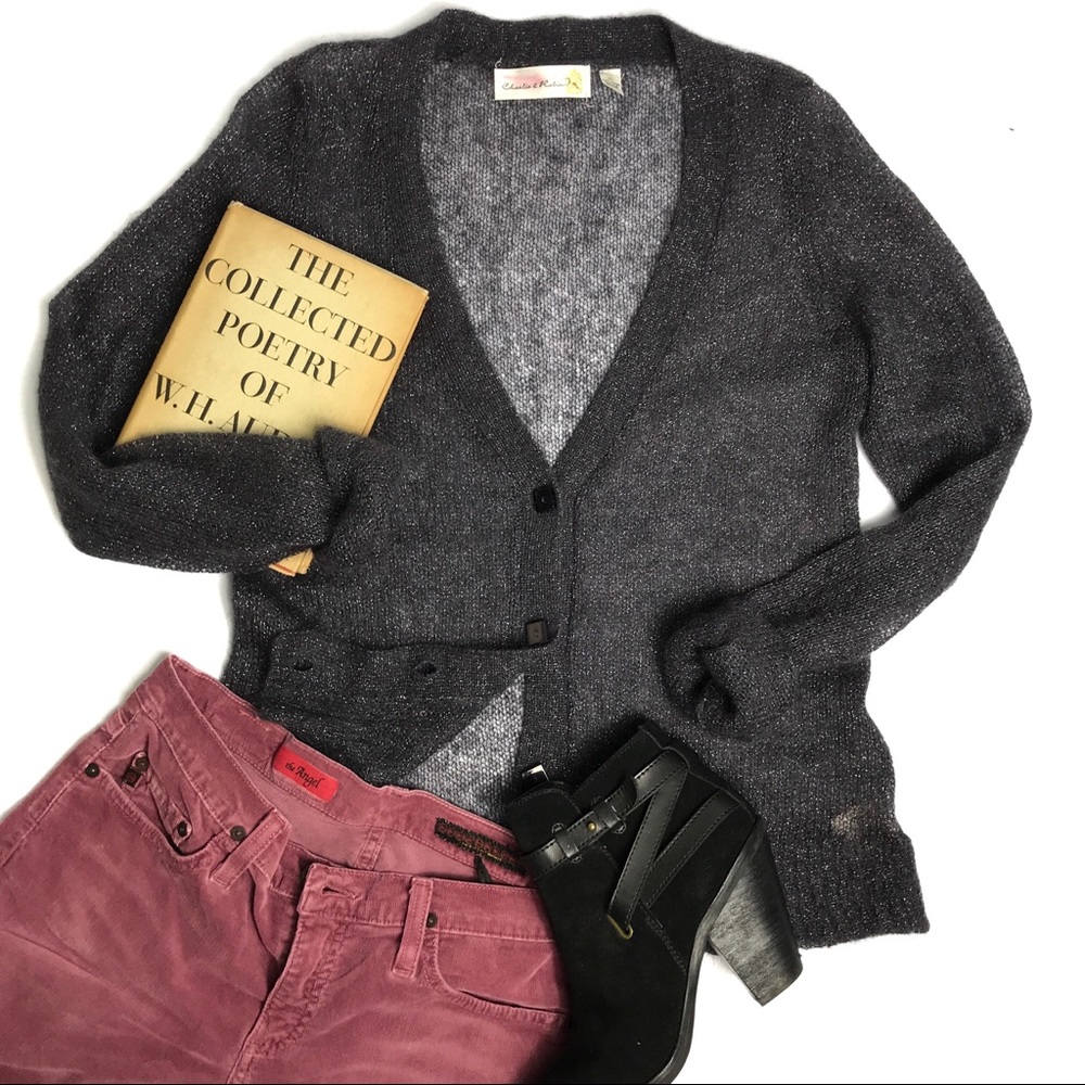 Anthro Charlie & Robin Airy Sparkle Cardigan - Gem